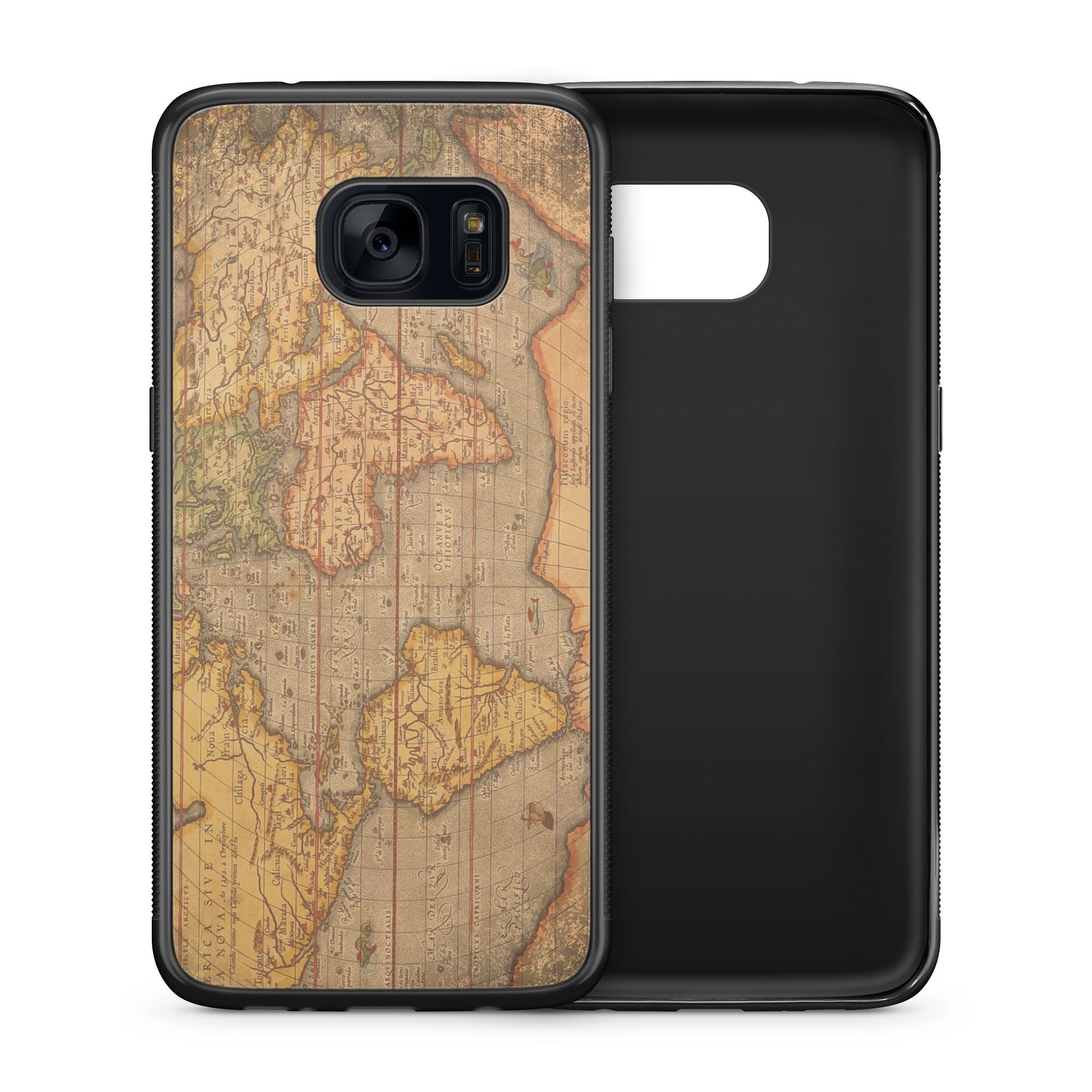 Vintage World Map Black Rubber Phone Case Cover for iPhone - Etsy