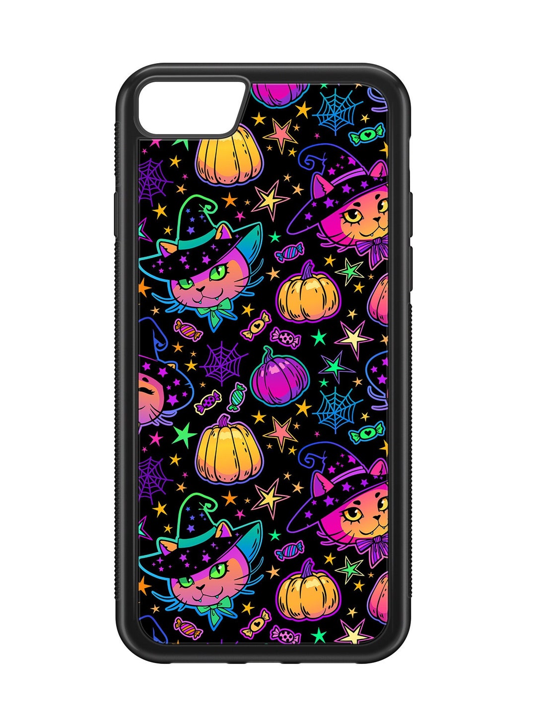 Halloween Web Pumpkin Colourful Scary Cat Spider Candy Pattern Black ...