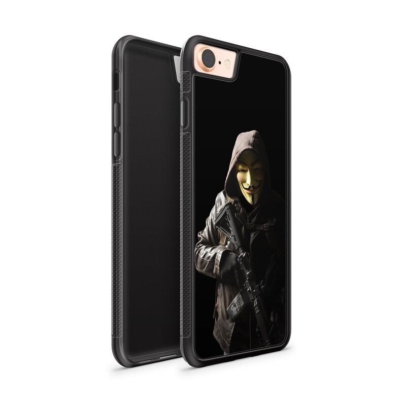 Anonymous Mask Weapon Black Rubber Phone Case Cover for iPhone - Etsy