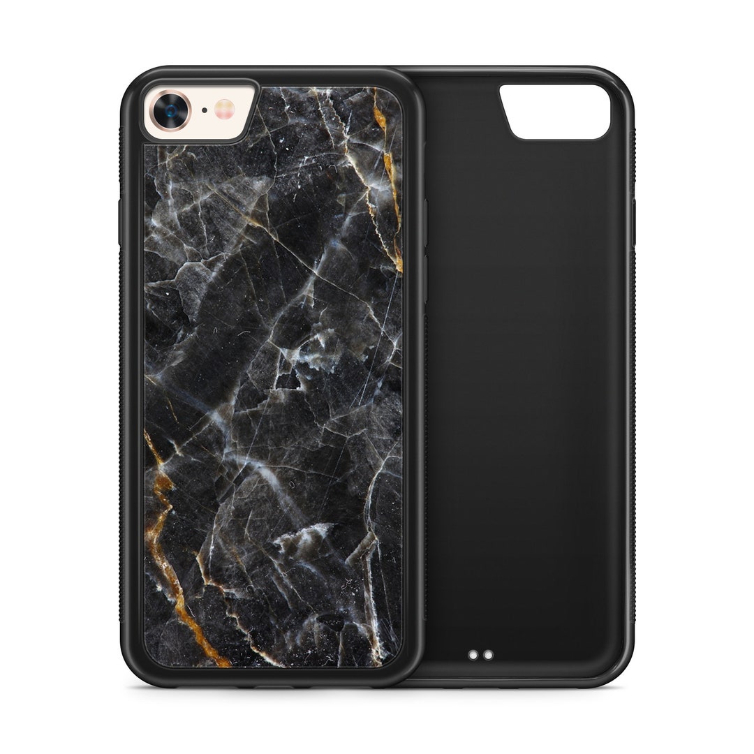 Black Marble Style Pattern Black Rubber Phone Case Cover for iPhone ...