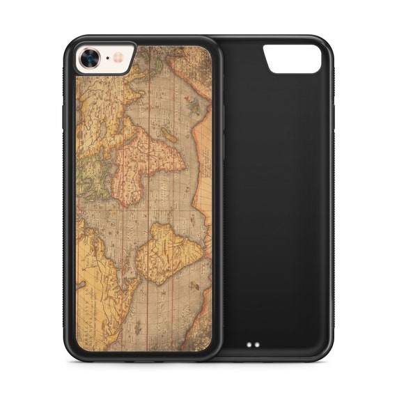 Vintage World Map Black Rubber Phone Case Cover for Iphone | Etsy