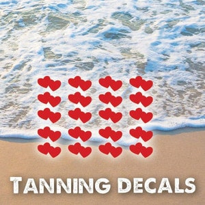 Red Heart Tanning Stickers: Connected Hearts Tan Line Decals - Etsy