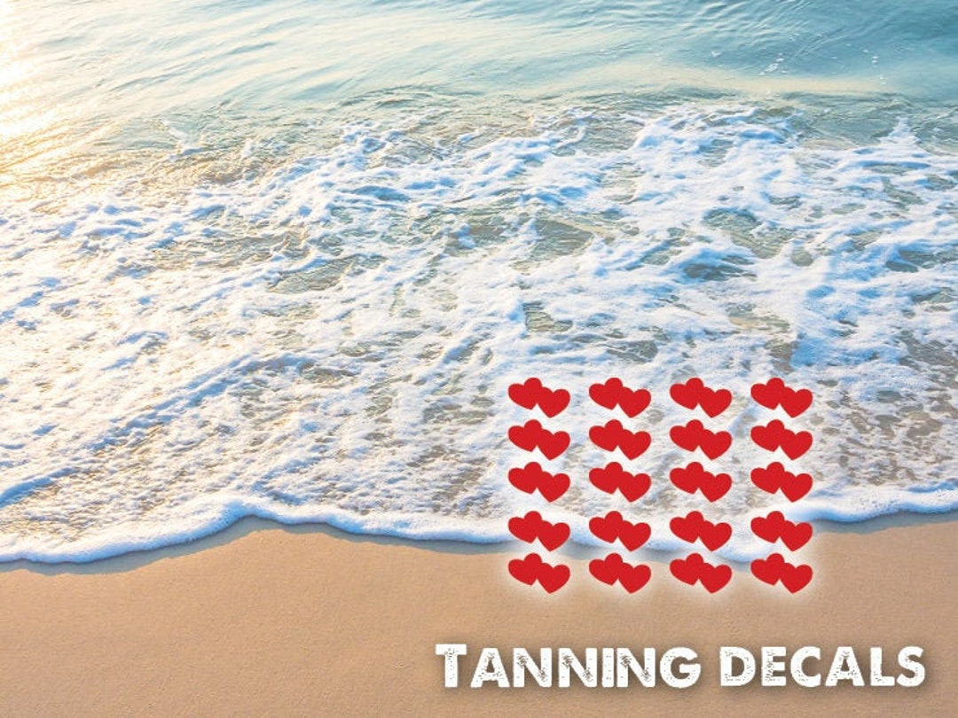 Red Heart Tanning Stickers: Connected Hearts Tan Line Decals - Etsy