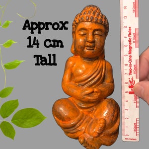 Hand Painted Orange Buddha Statue - Sitting Buddha - Meditation ...
