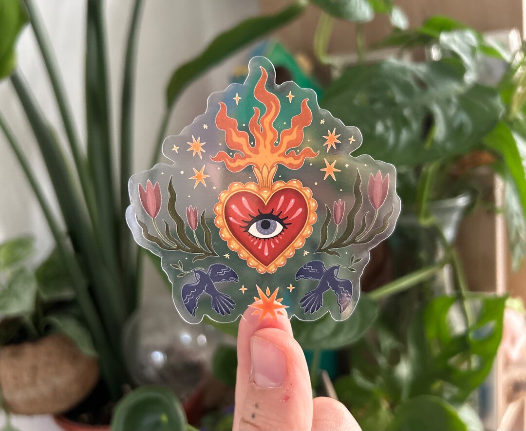 Sacred Heart See Through Vinyl Sticker, Weatherproof, Transparent ...