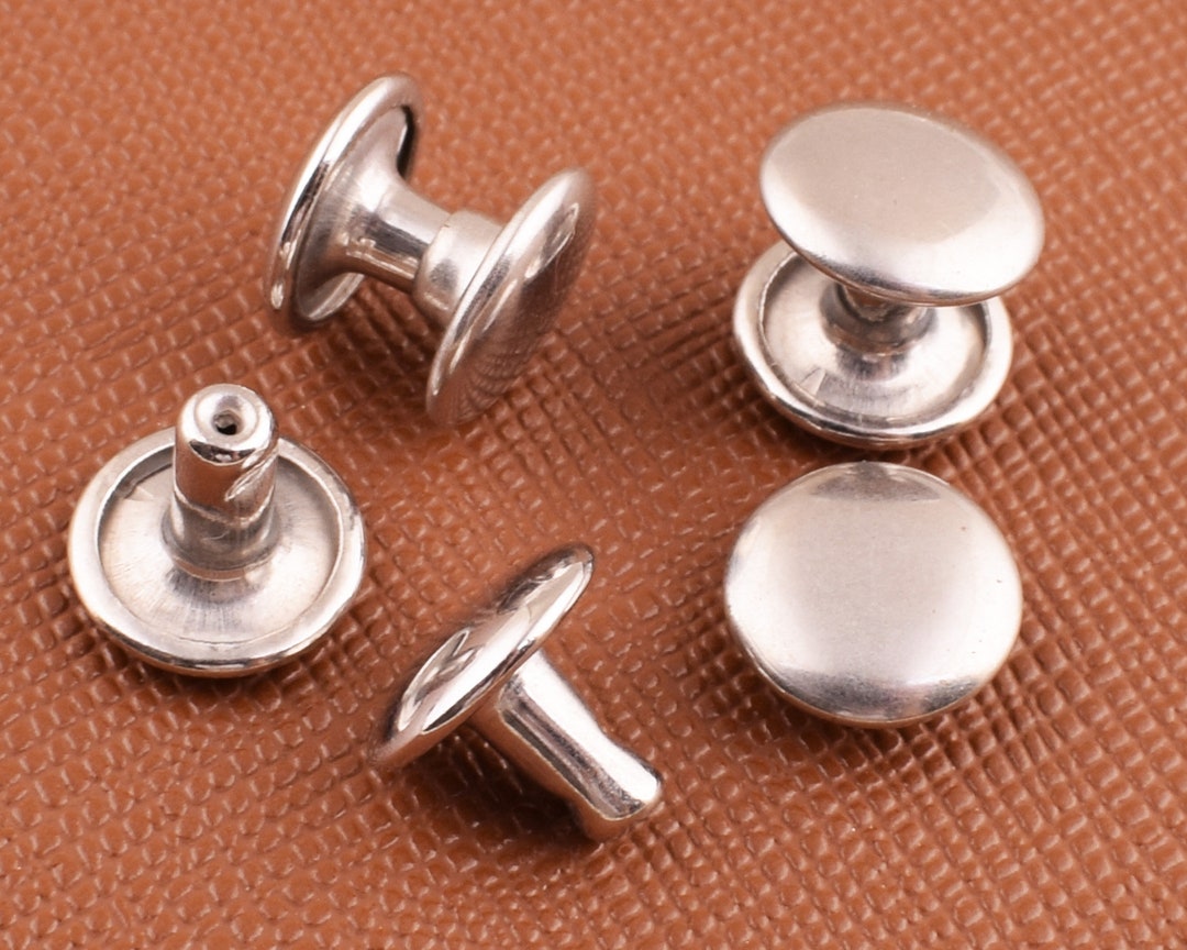 Silver Rivets,9*8mm Silver Double Cap Round Rivets,100 Sets Metal Rivet ...