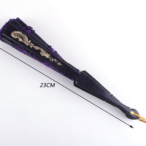Hand Fans,chinese Silk Fans,9 Inch Length Purple Black Charm Flower ...