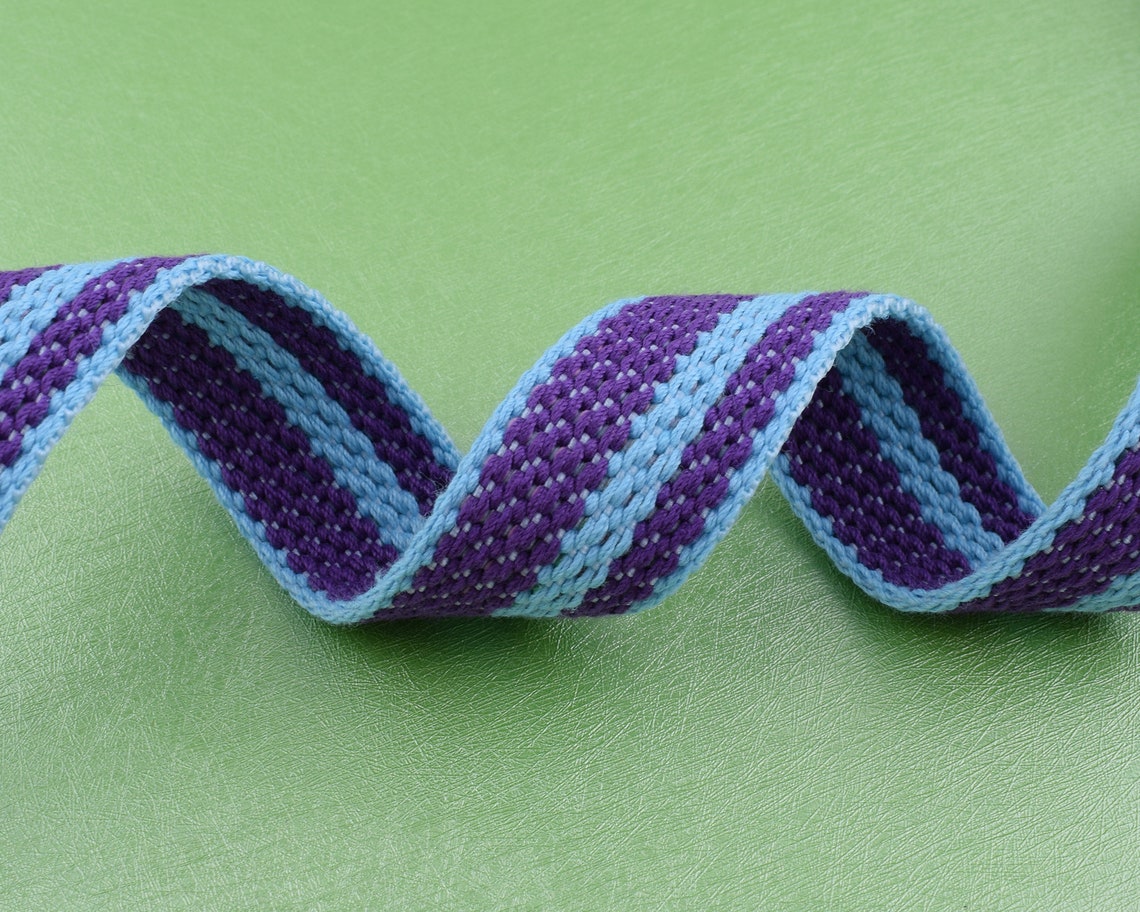 Cotton Webbing1 Inch 25mm Blue Purple Stripes Woven Tape - Etsy