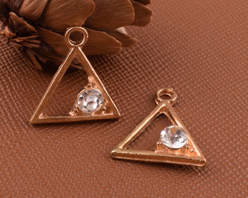 Triangle Rhinestone Charm Pendants Beadsgold Necklaces - Etsy