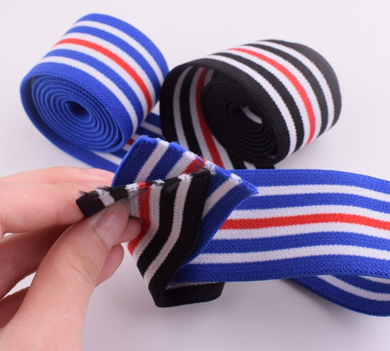 Sewing & Fiber Elastic webbing,1.5'' Blue Red Cotton Stripes elastic ...