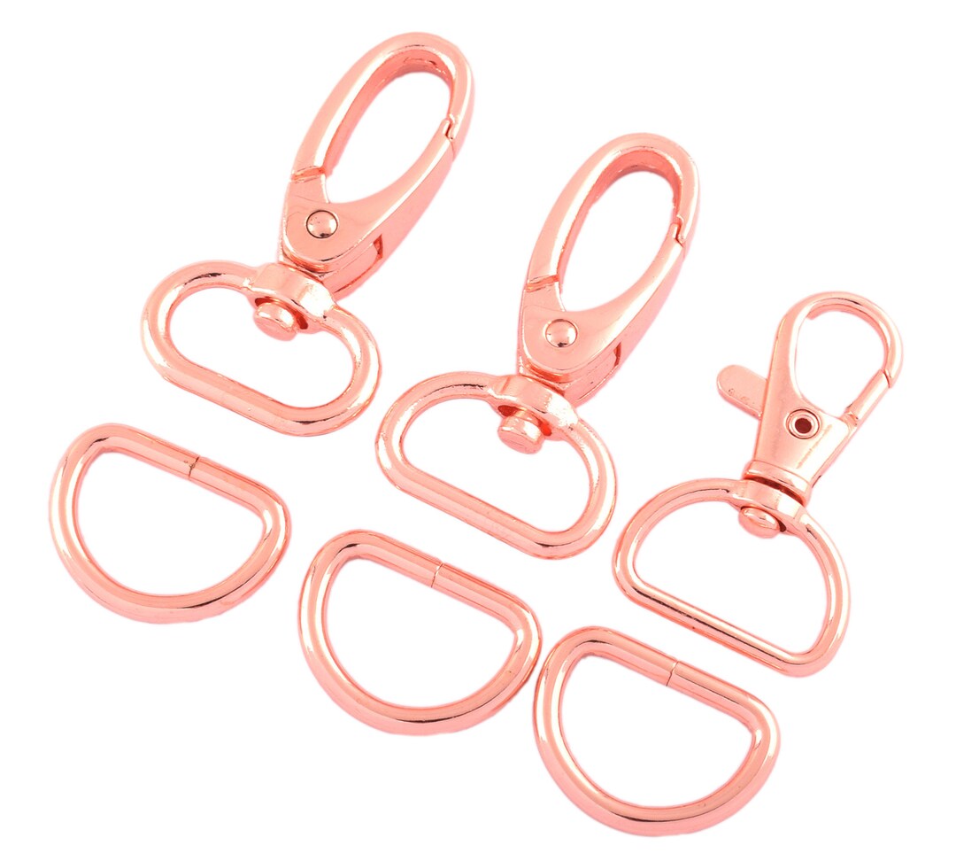 Rose Gold Swivel Snap Clasp With 20mm D Ring,metal Keychain Hook ...