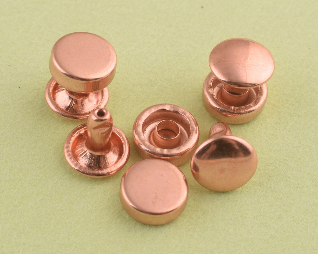Rose Gold Rivet Metal Round Rivet ，50 Sets Rivets for Leather ,leather ...