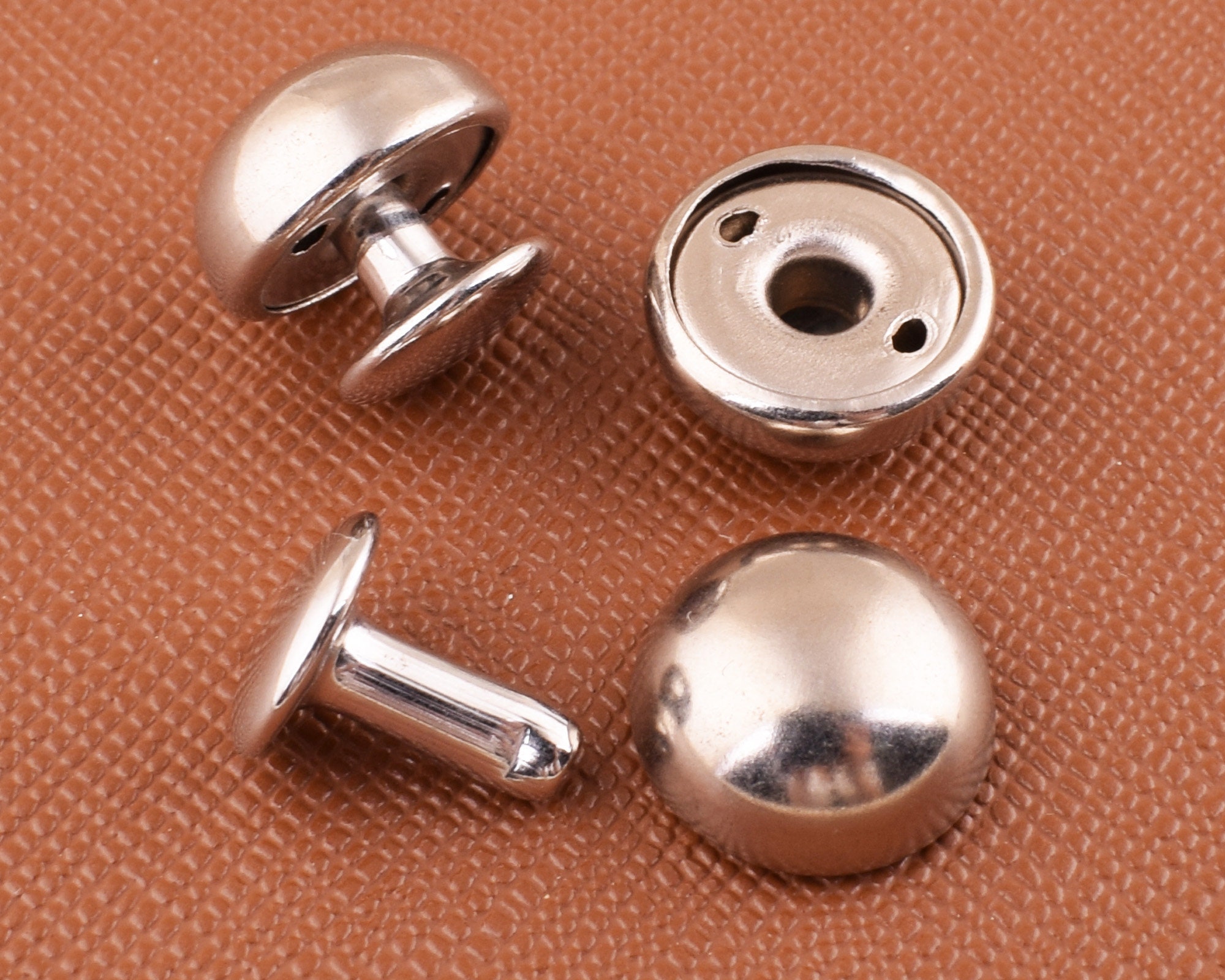 Rivet,50 Sets Silver Round Rivet Studs Metal Rivets,12*11mm Double Cap ...