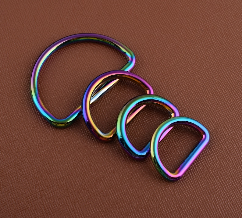 4 Size Rainbow D Rings,metal D Loops D Buckles,strap Purse Ring,pet ...