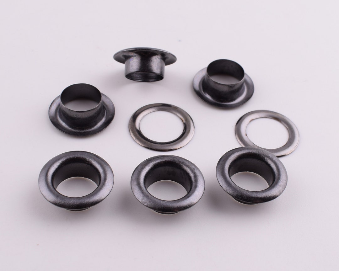 Eyelet Grommets With Washer,100 Sets Gunmetal Round Grommets Eyelets ...