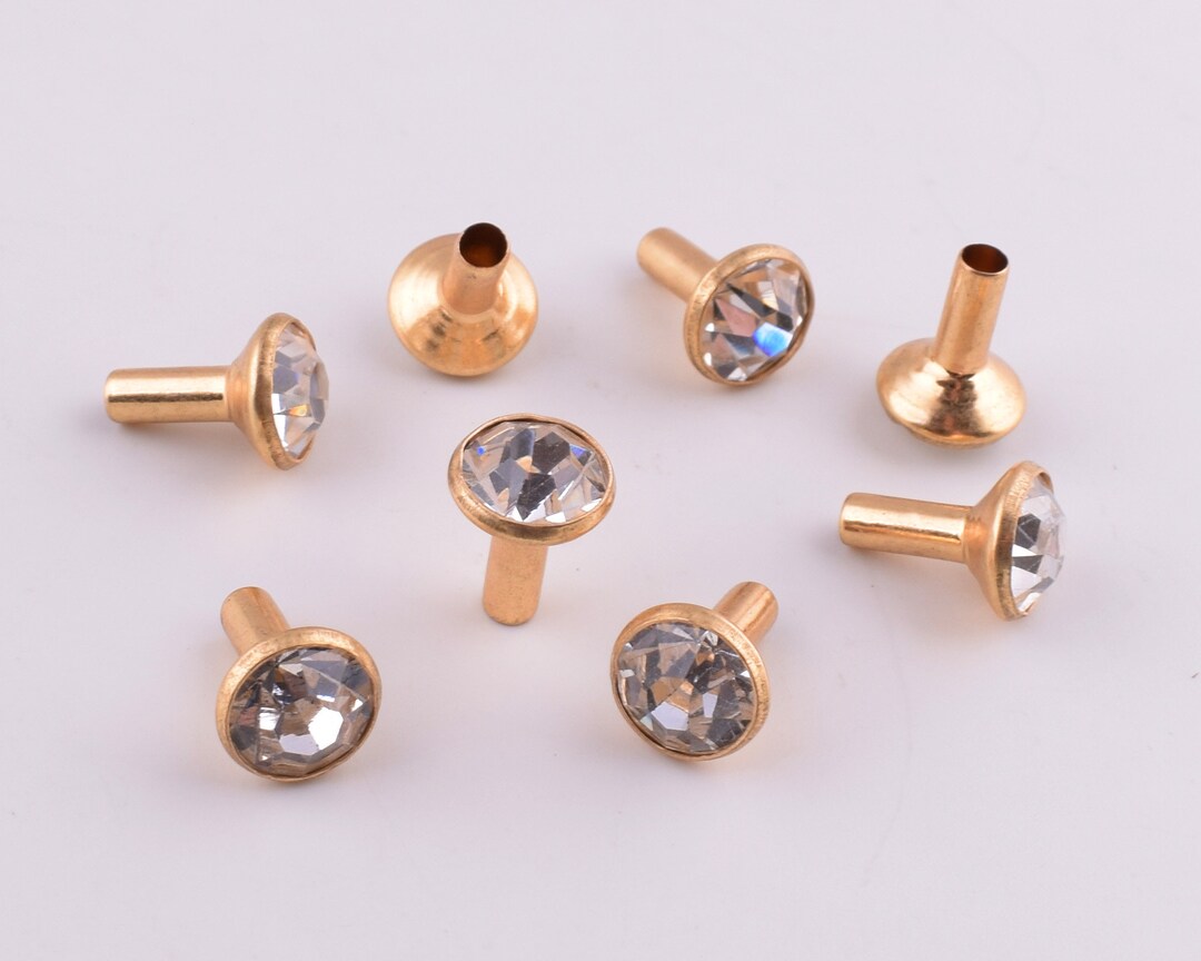 Clear Rhinestone Rivet Studs,8mm Single Cap Crystal Rivets,brass Rivets ...