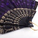 Hand Fans,chinese Silk Fans,9 Inch Length Purple Black Charm Flower ...
