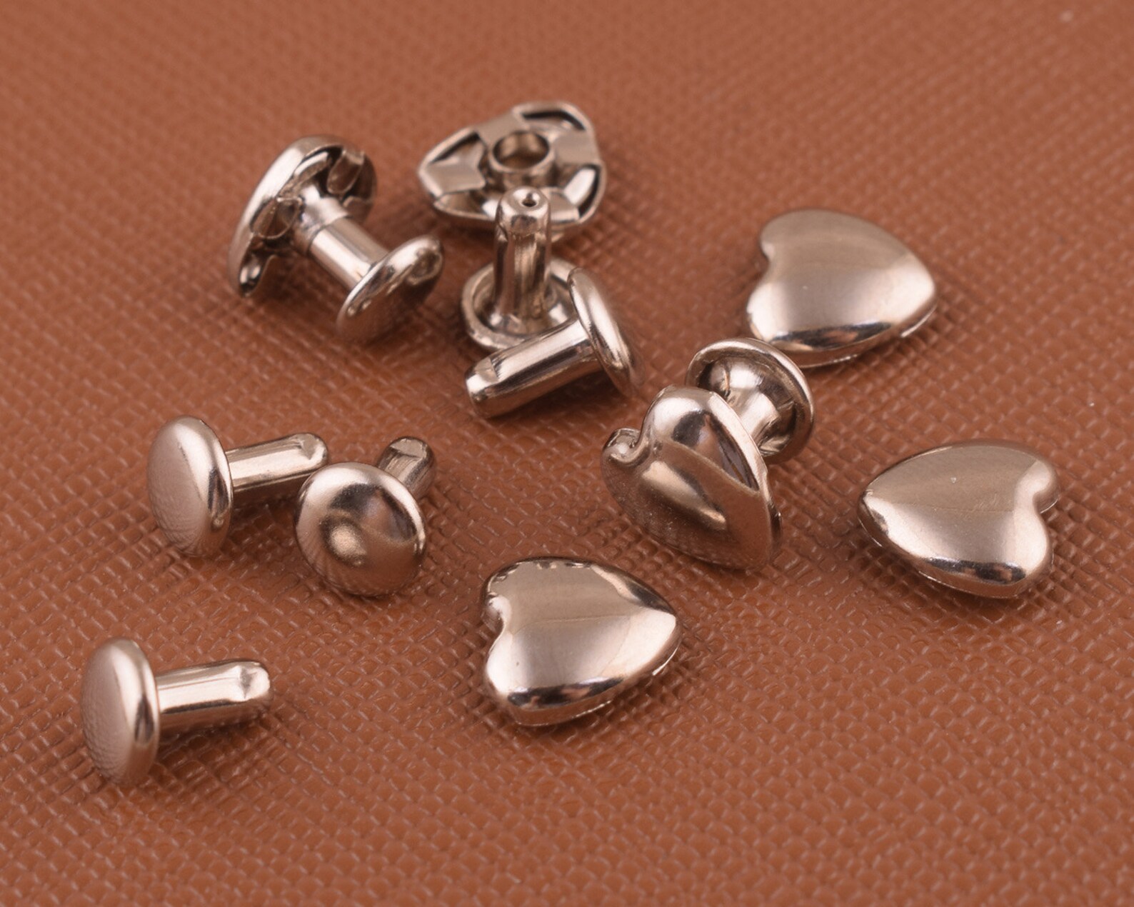 Heart Shaped Rivet Silver Rivets Double Cap Rivets Rivet Studs | Etsy