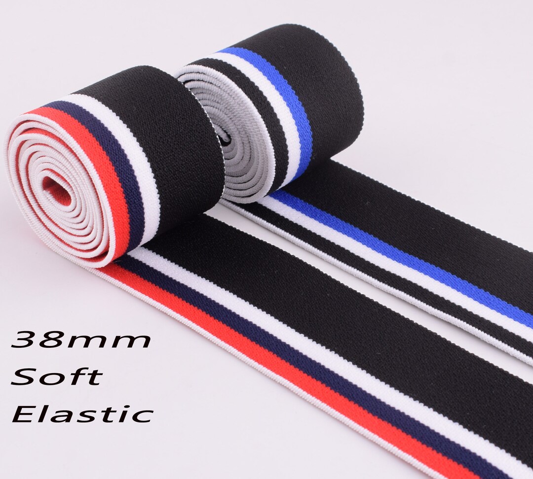 1.5‘’ Elastic Webbing,38mm Red Blue Stripes Cotton Webbing Ribbon ...