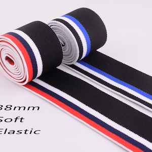 1.5‘’ Elastic Webbing,38mm Red Blue Stripes Cotton Webbing Ribbon ...