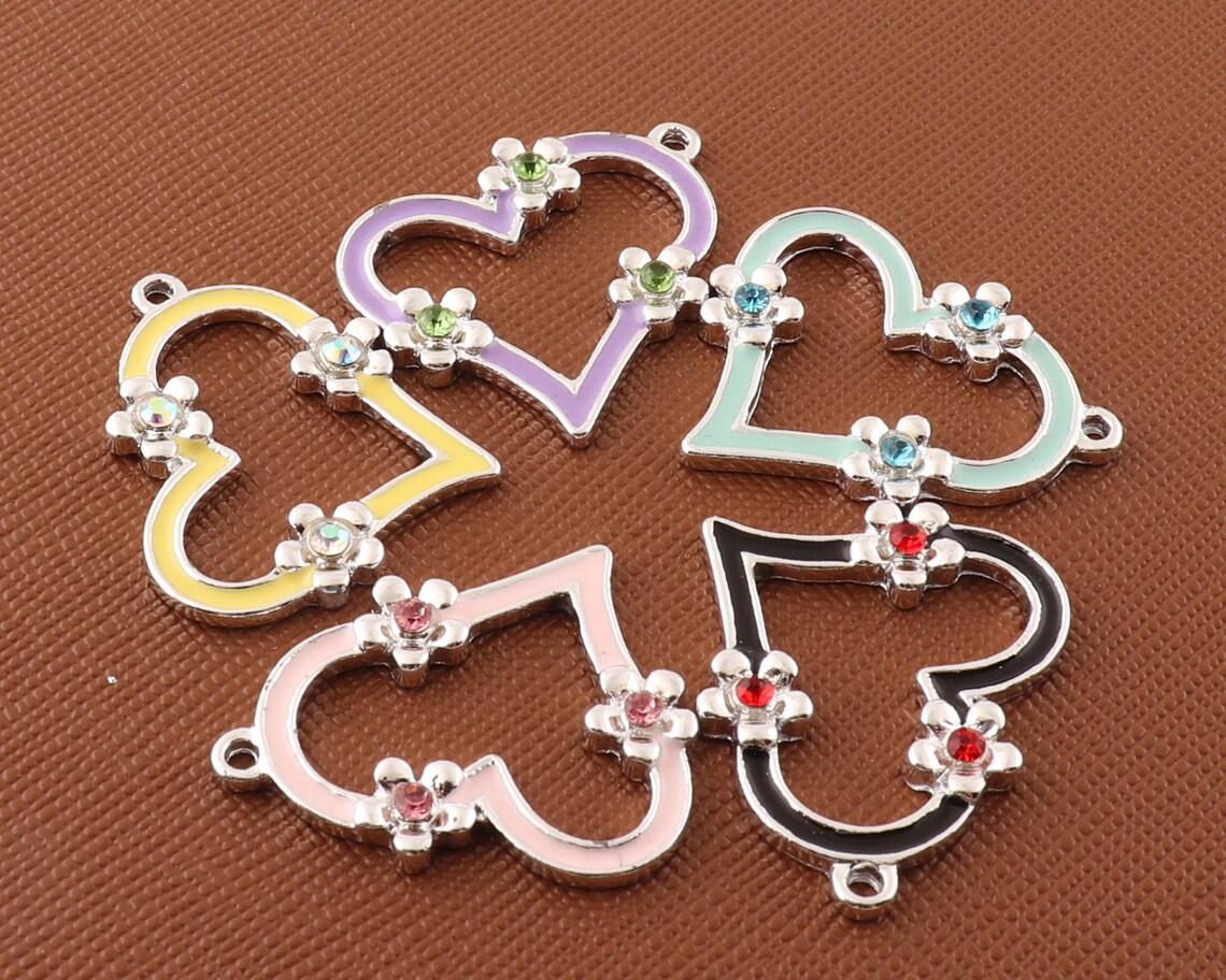 Heart Shaped Charms Pendant,exquisite Charms Enamel Colorful Charms ...