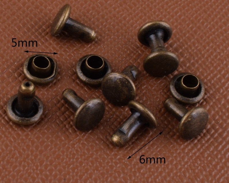 Remaches redondos de doble tapa, 5 * 6 mm Bronce / plata / oro rosa ...