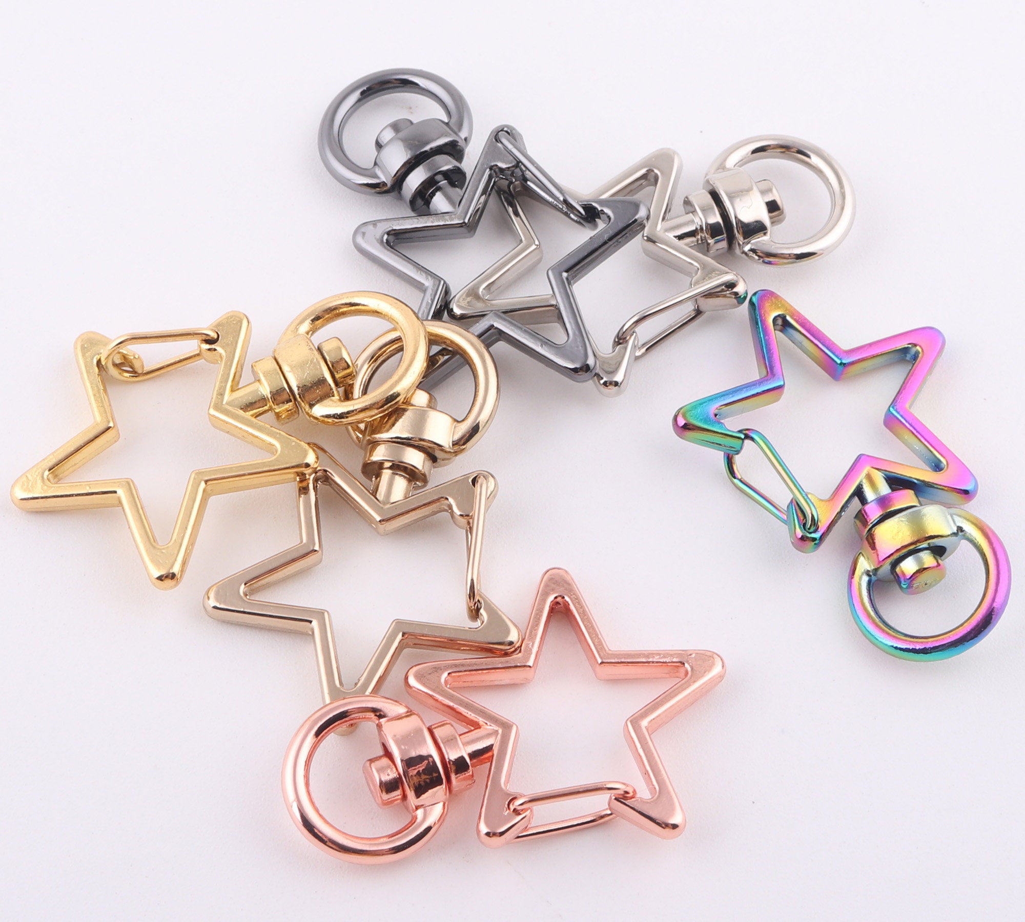 Star shape swivel clasps Star key rings keychains swivel | Etsy