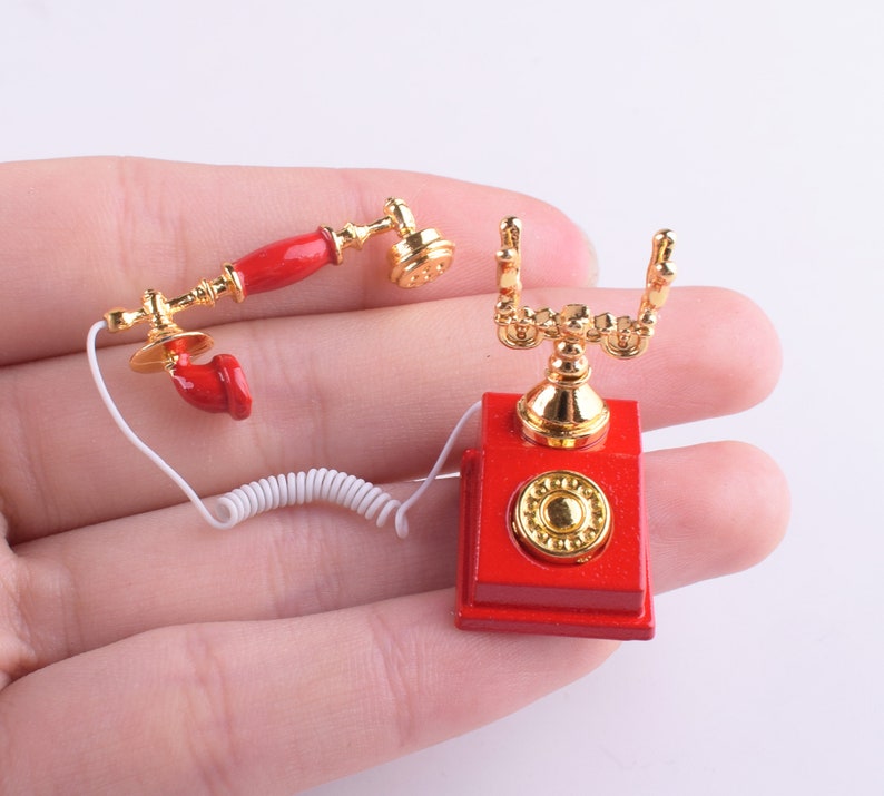 Miniature Retro Telephone,dollhouse Miniatures Decoration Model,black ...