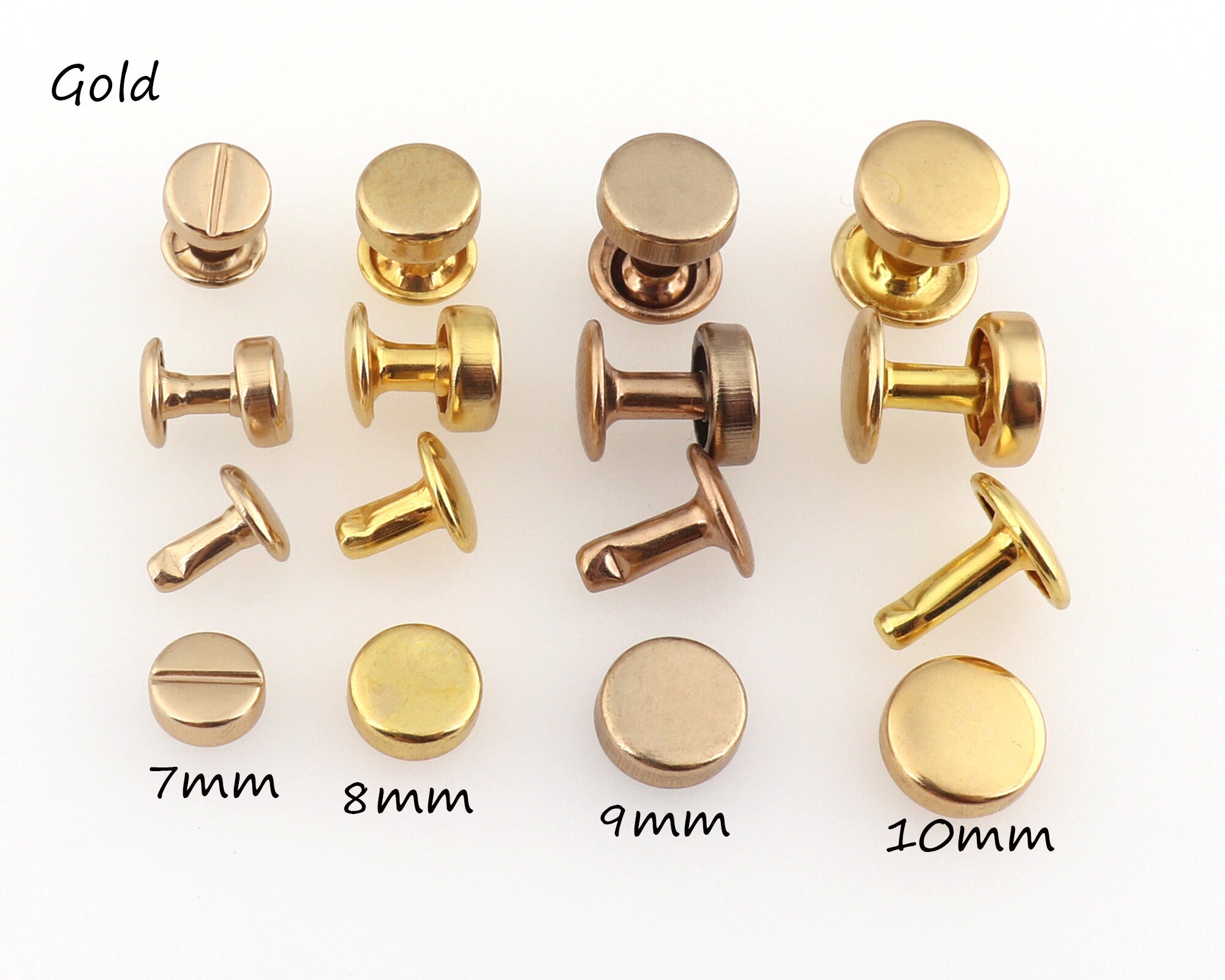 Rose Gold/gold Rivet Studsdouble Cap Round Rivets7mm 8mm 9mm - Etsy