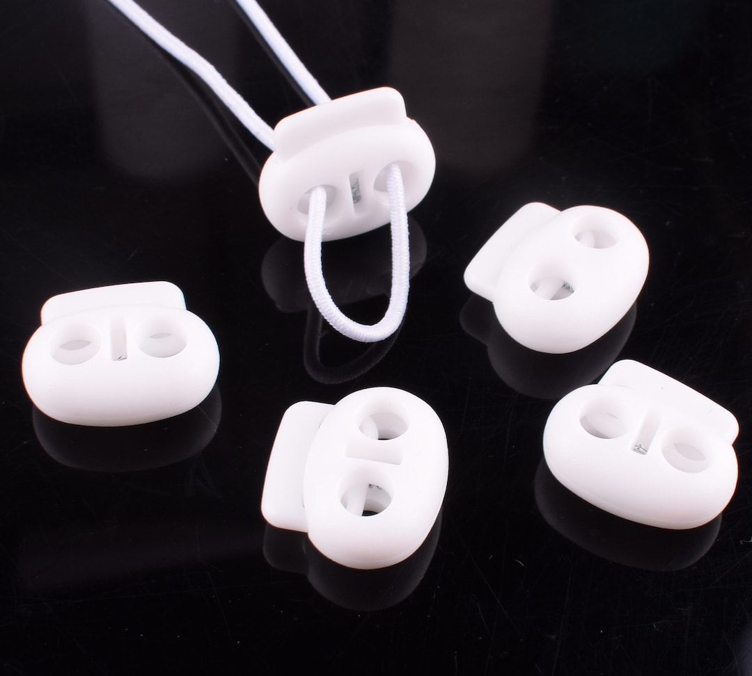 Double Hole Cord Lock,white Plastic Spring Cord Stopper,small Rope End ...