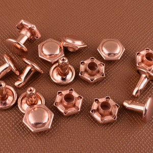 Rose Gold Rivet,8*9 Mm Metal Decorative Round Rivet,hexagonal Rivet ...