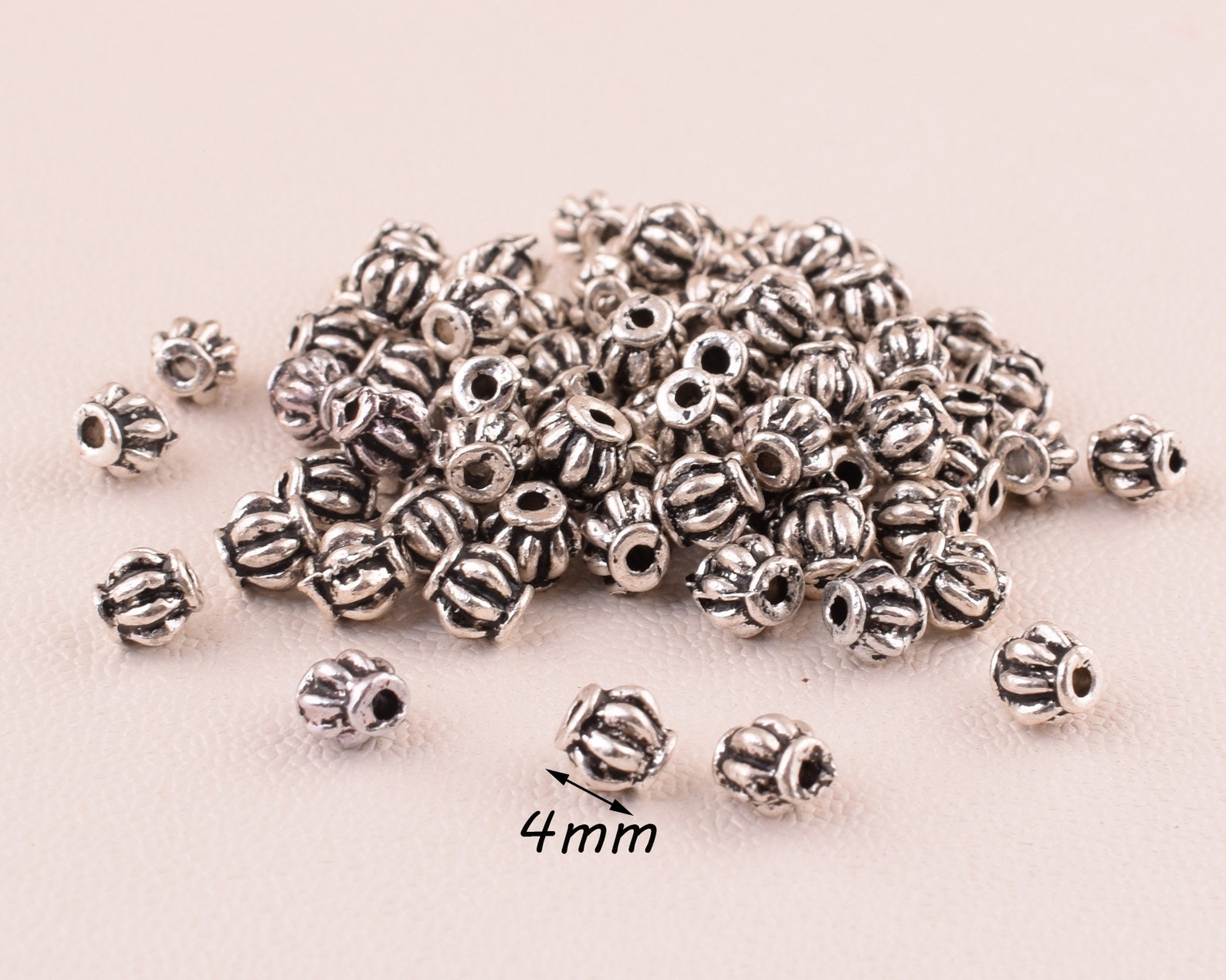 Silver Lantern Spacer Beads,antique Silver Spacer Bead,small Drum Bali ...