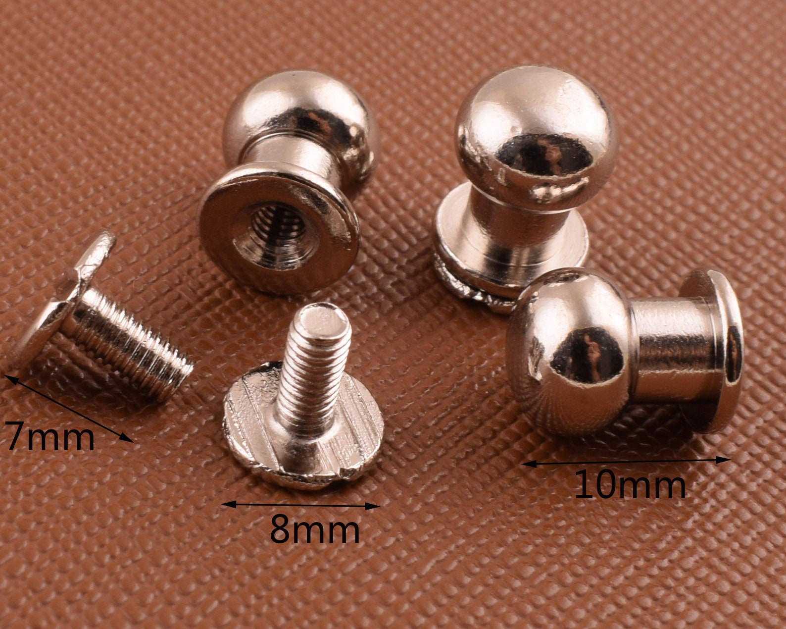 Silver Screw Studs Rivets,20 Sets 8*10mm Metal Chicago Screw Back Rivet ...