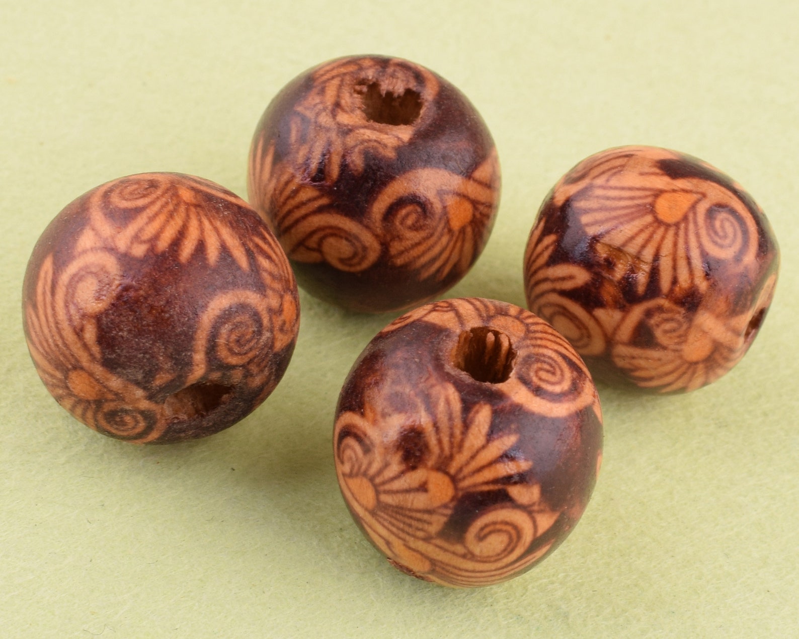 Ethnic Wood Beads,16mm Large Hole Wooden Round Wood Beads,flower ...