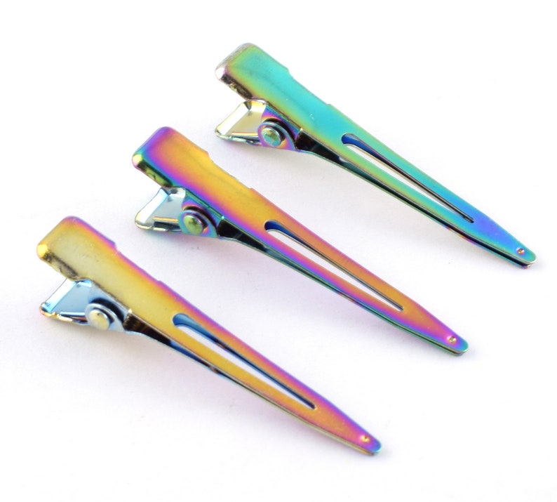 Rainbow Alligator Clips,45mm Hair Pinch Clips Surface Blank Hairpin ...