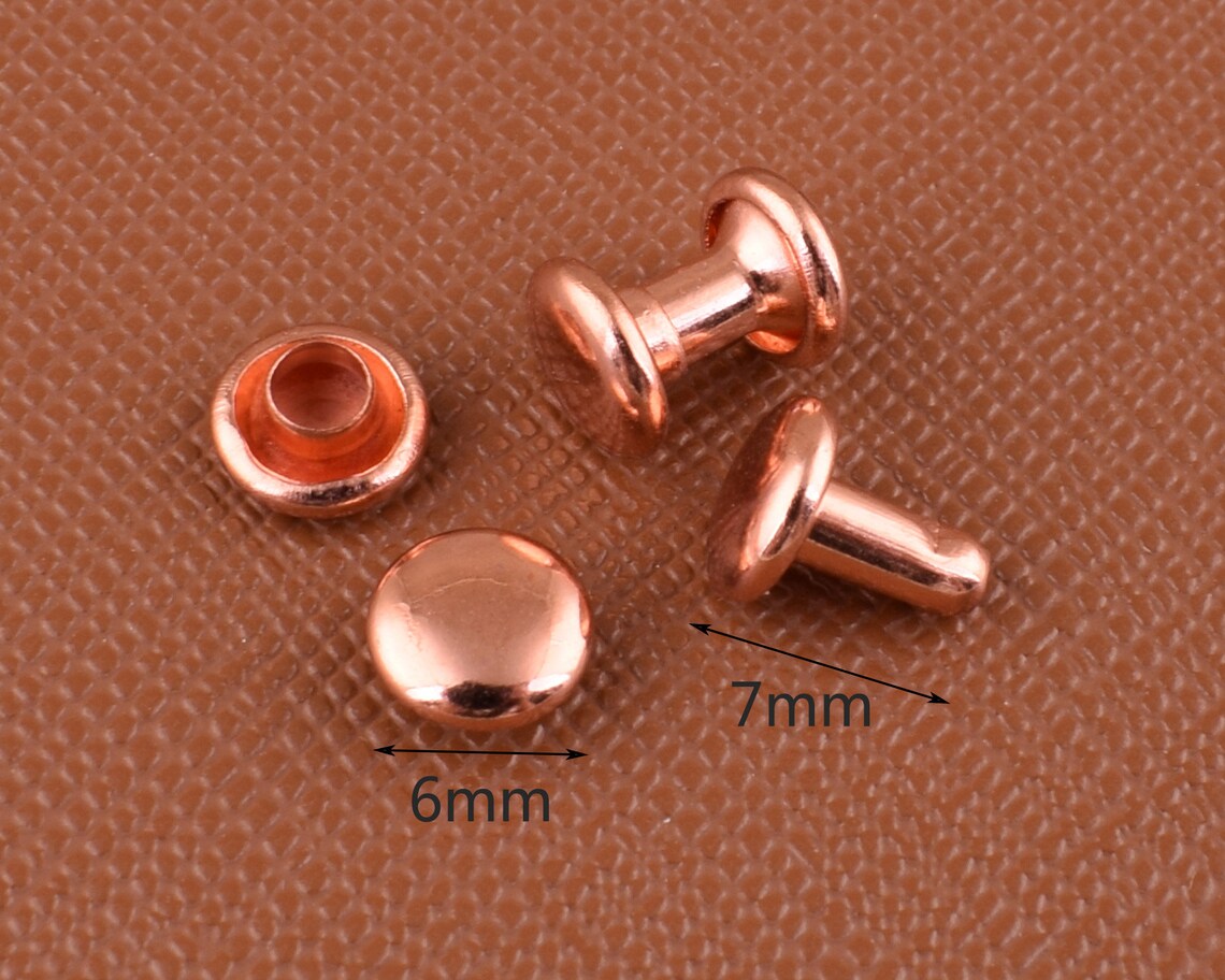 Round Rivet,100 Sets Rose Gold Rivets Studs Metal Rapid Rivets,6*7mm ...