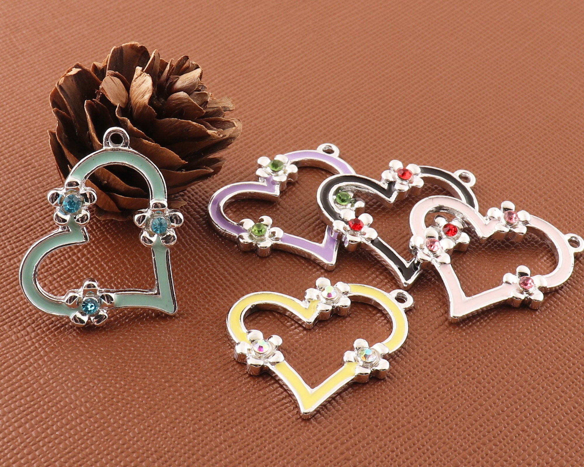 Heart Shaped Charms Pendantexquisite Charms Enamel Colorful - Etsy
