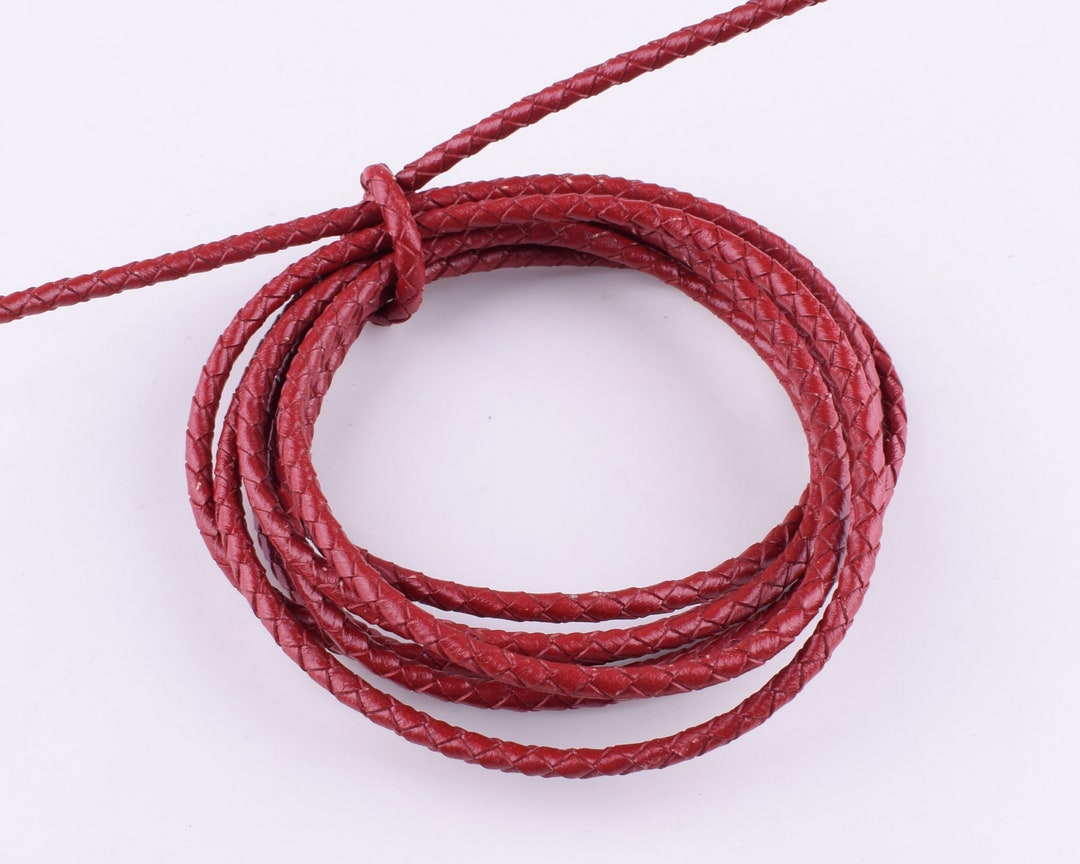 4mm gevlochten lederen koord, rode koeienhuid lederen String, ronde ...