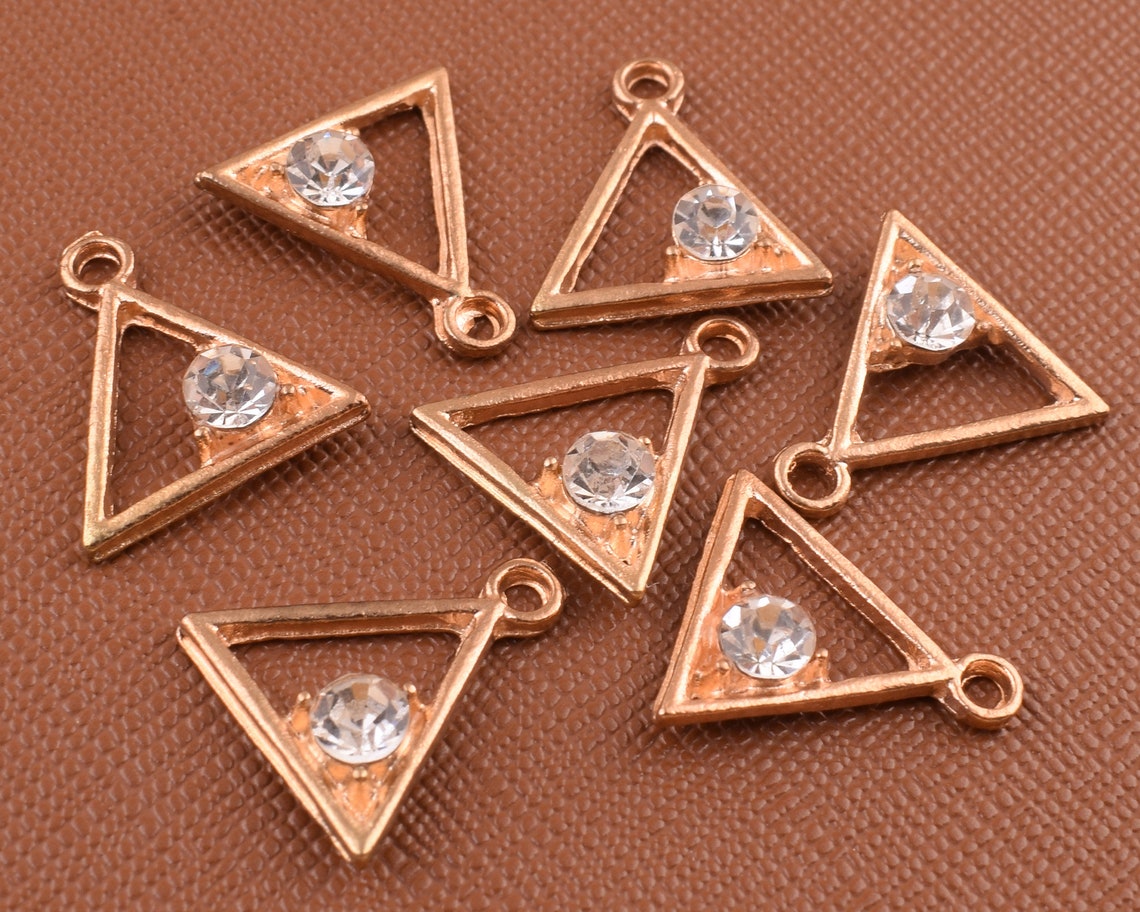 Triangle Rhinestone Charm Pendants Beadsgold Necklaces - Etsy