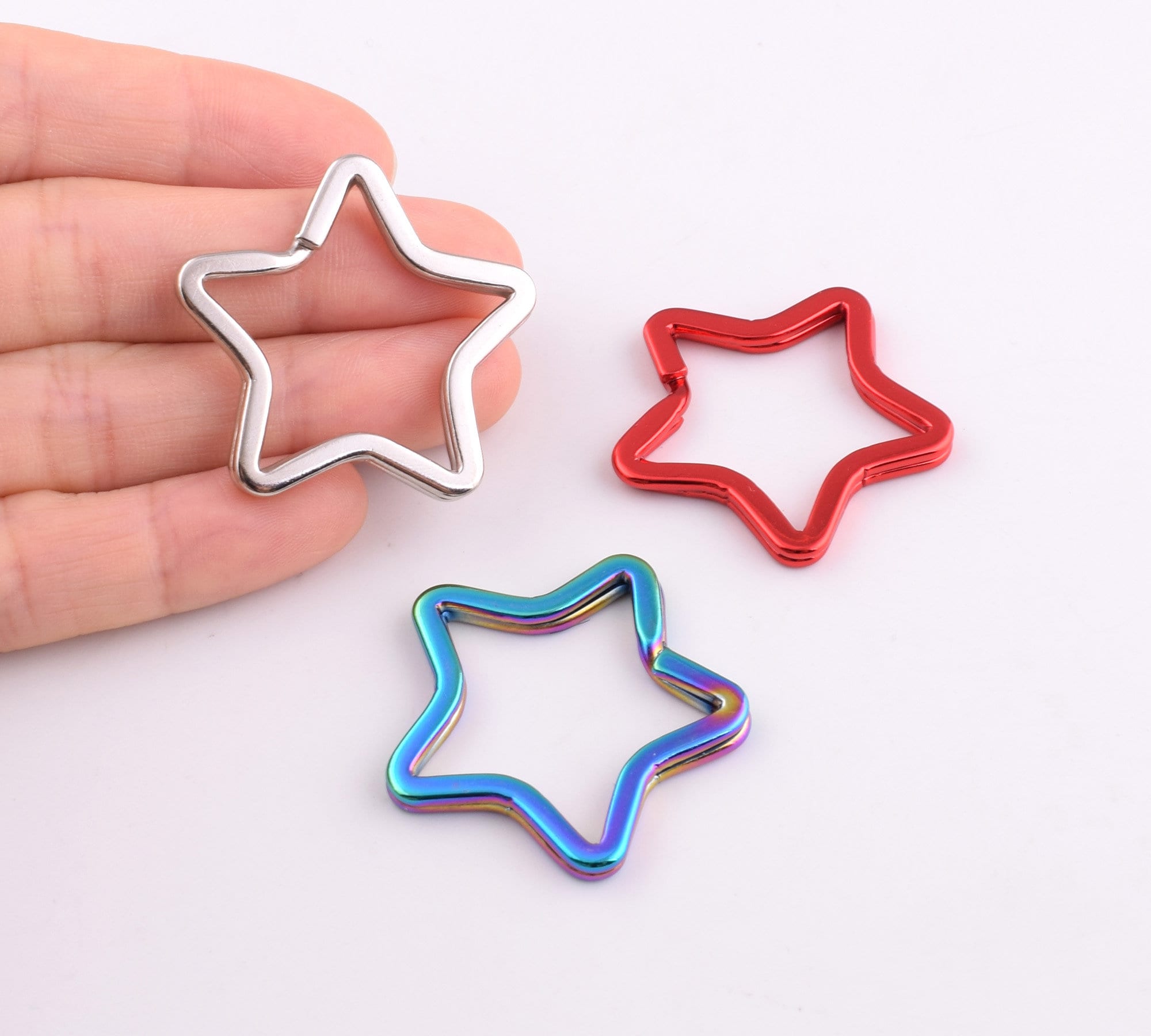 Star Shape Key Ring,1 1/4'' Rainbow Double Split Rings Key Rings,red ...