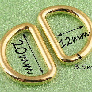 6 Pcs 20mm*12mm D Rings Gold D-rings Metal D Loop D Ring D Circle With ...