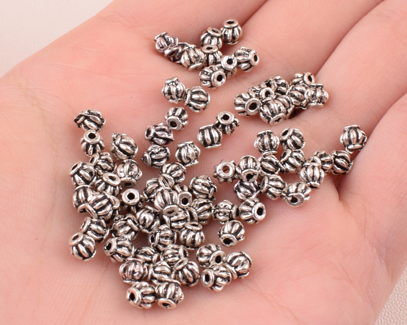 Silver Lantern Spacer Beads,antique Silver Spacer Bead,small Drum Bali ...