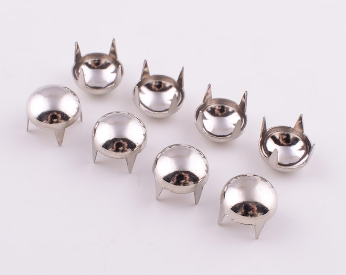 100pcs Half Round Dome Studs Claw Rivets for Handmade Leather Crafts ...
