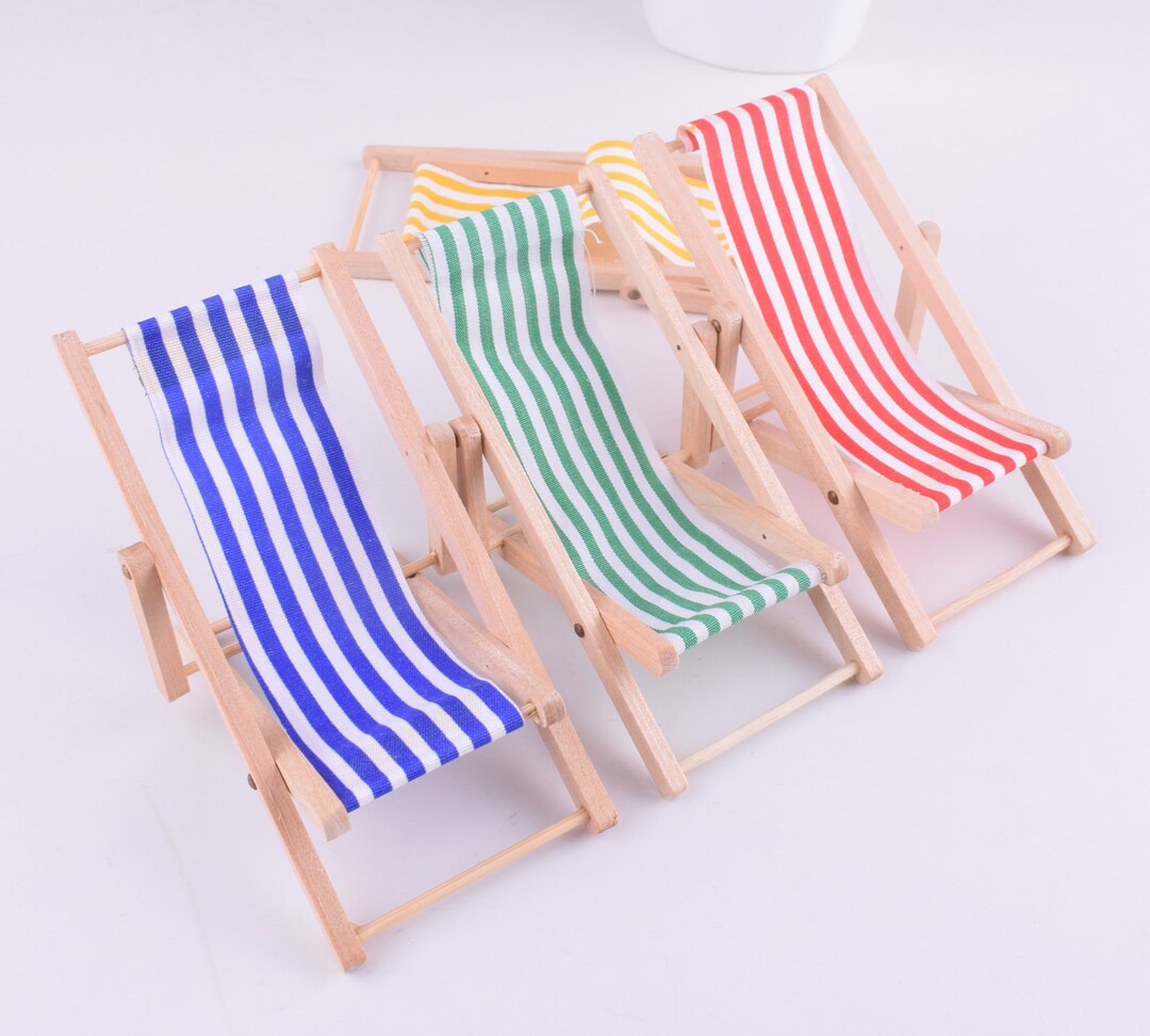 Miniature Beach Chair,1:12 Scale Wooden Dollhouse Miniature Beach ...