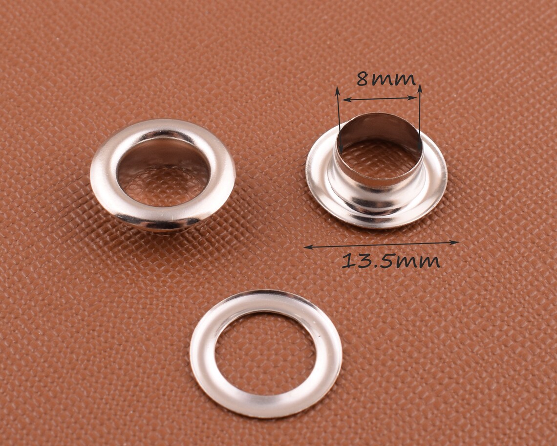 Silver 8 Mm Eyelet Grommets With Washer Brass Grommets Eyelets | Etsy