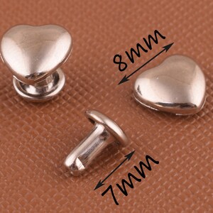 Heart Shaped Rivet Silver Rivets Double Cap Rivets Rivet Studs | Etsy