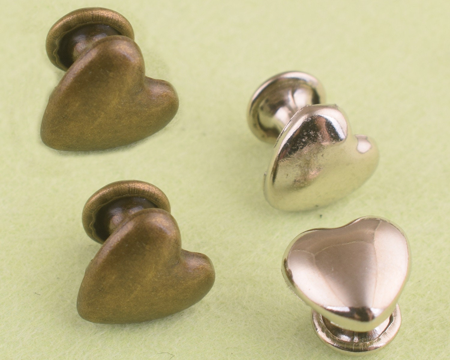 Heart shaped rivet bronze/silver rivets Double Cap | Etsy