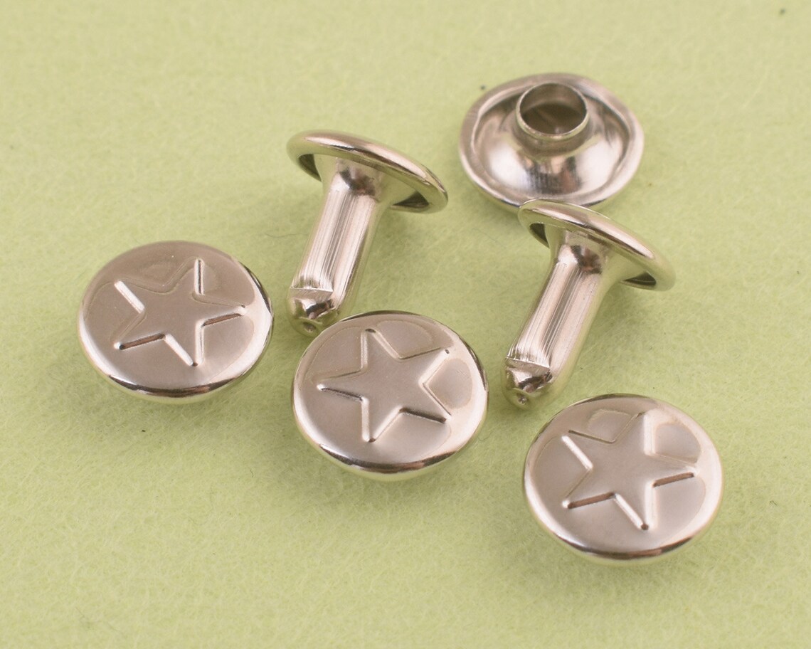 Double Cap Rivets Silver Pattern star Rivets Metal - Etsy