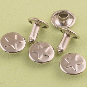 Double Cap Rivets Silver Pattern "star" Rivets Metal Rivet Leather ...