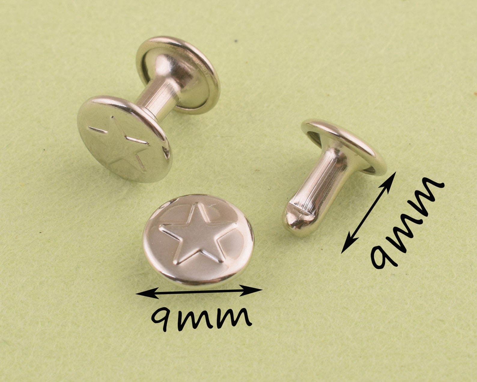 Double Cap Rivets Silver Pattern star Rivets Metal - Etsy